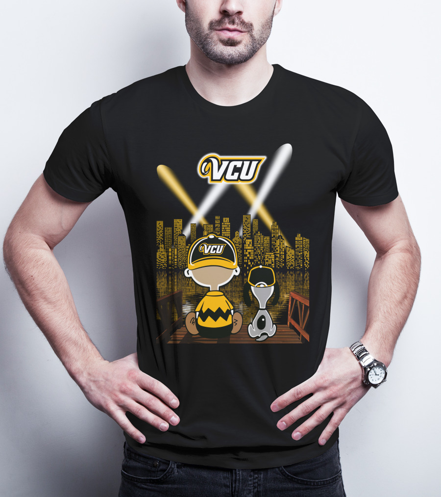 Vcu Rams Night City Skyline Baseball Cap Duo T-Shirt
