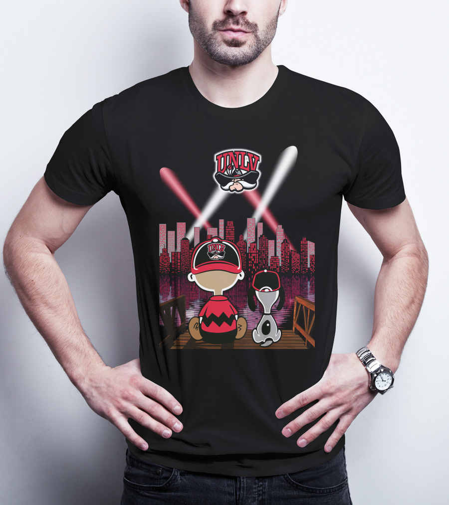 Unlv Rebels City By Night With Mascot And Skyline T-Shirt