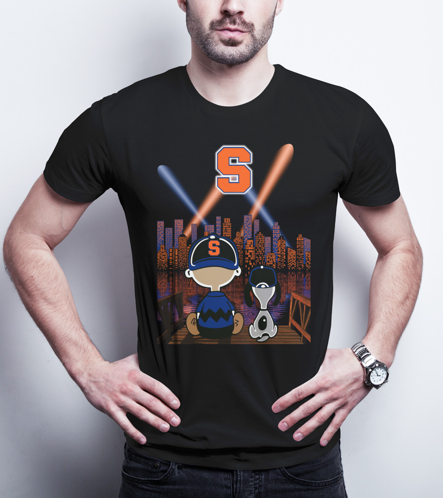 Syracuse Orange City Night Skyline With Baseball Cap And Letter S T-Shirt