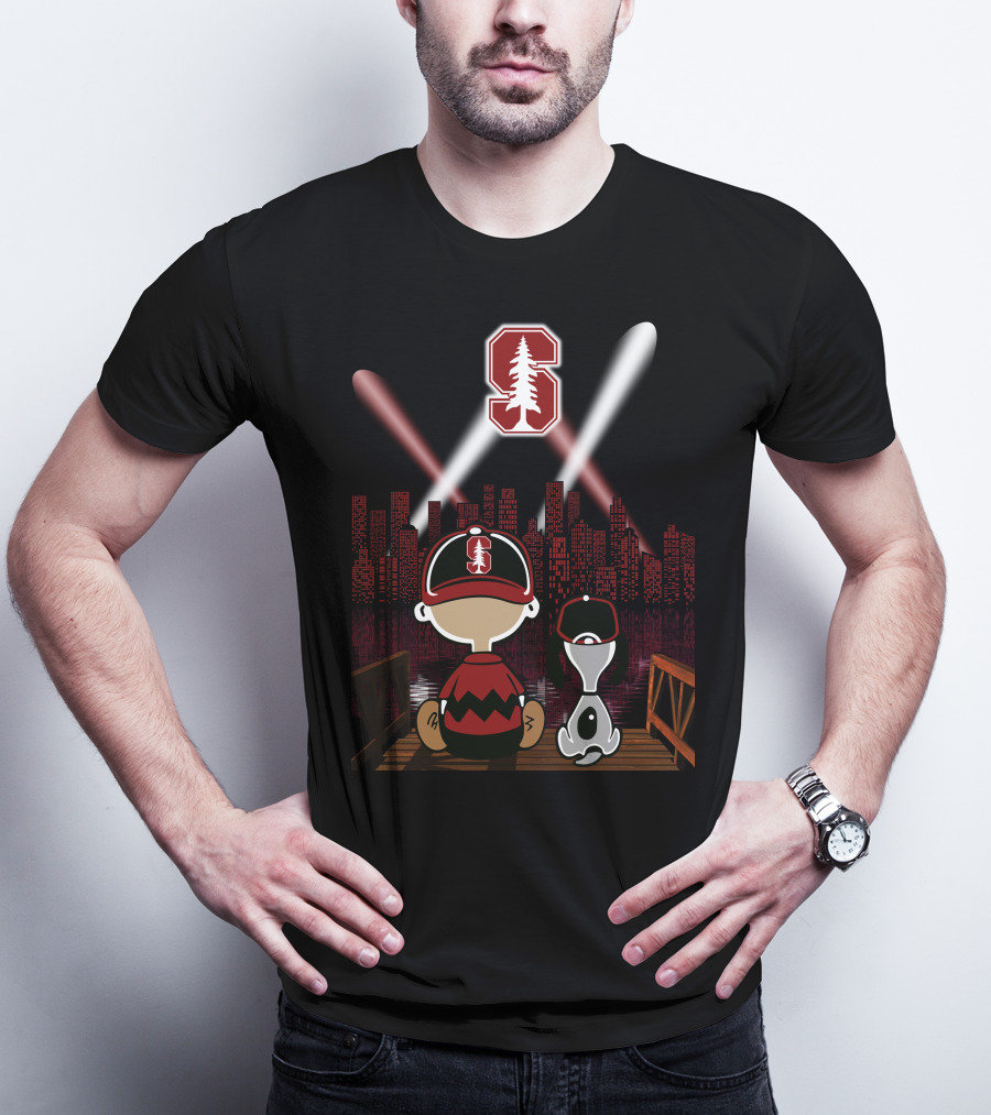 Stanford Cardinal City Night Skyline Peanuts Characters T-Shirt