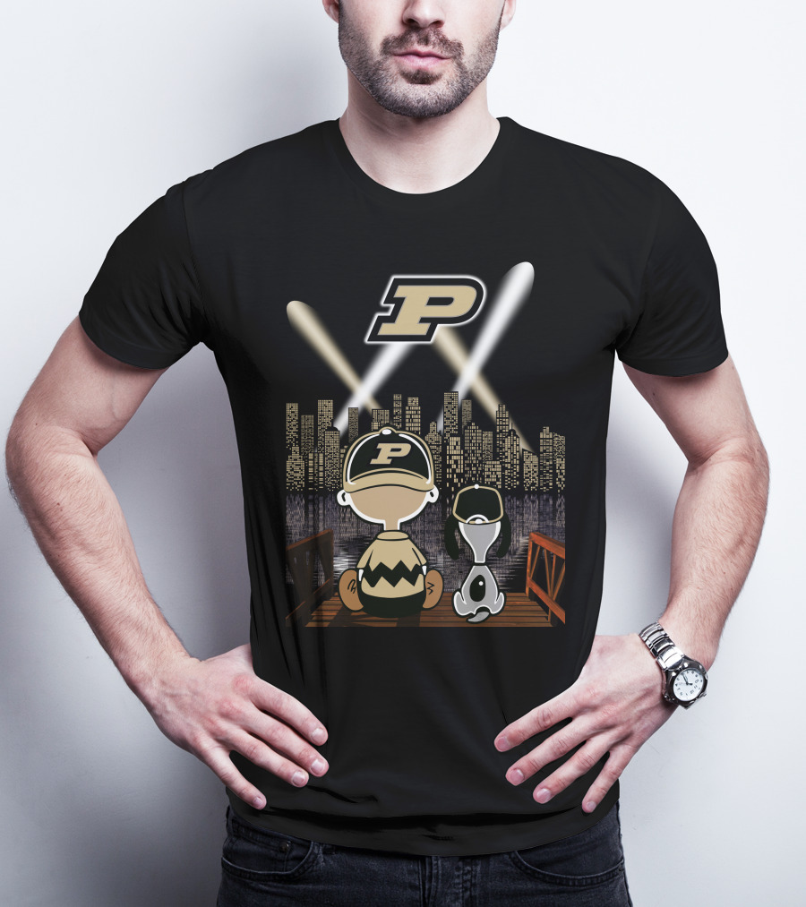 Purdue Boilermakers City Skyline With Iconic Characters And P T-Shirt