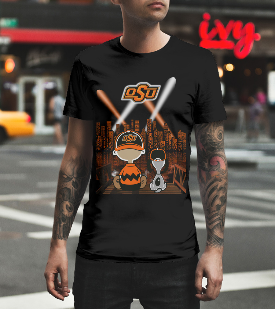Osu Oklahoma State Cowboys Nighttime City Skyline T-Shirt