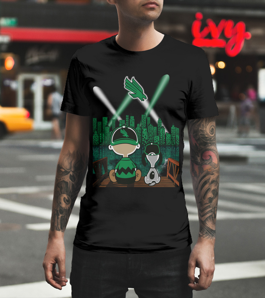 North Texas Mean Green Downtown Skyline By Night T-Shirt