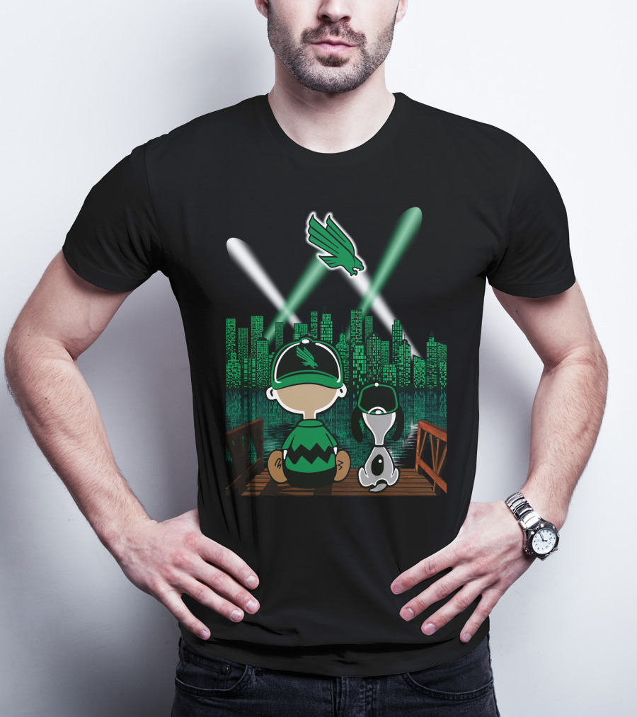North Texas Mean Green Downtown Skyline By Night T-Shirt