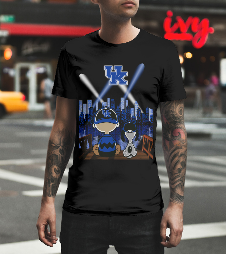 Uk Wildcats Nighttime Cityscape With Cartoon Characters T-Shirt