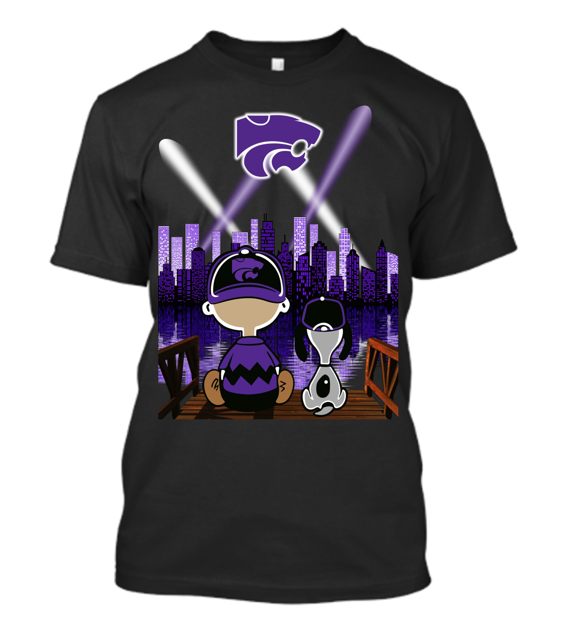 Kansas State Wildcats Night City Skyline Reflections T-Shirt