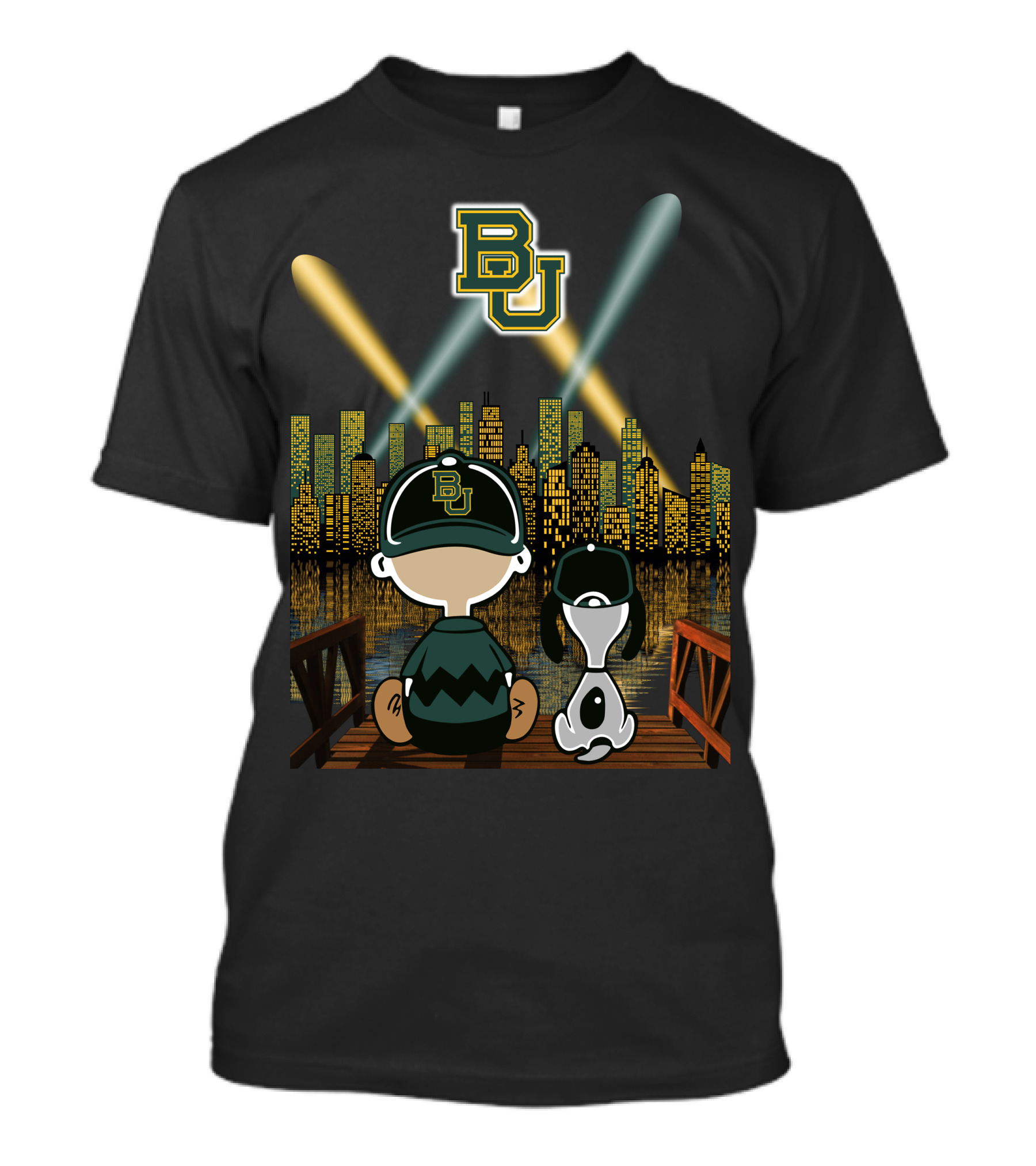 Bu Skyline Baylor Bears City Night Scene T-Shirt