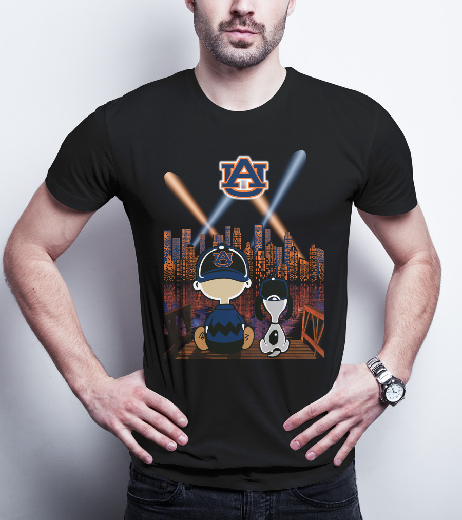 Auburn Tigers 92 Cityscape Night With Characters And Skyline T-Shirt