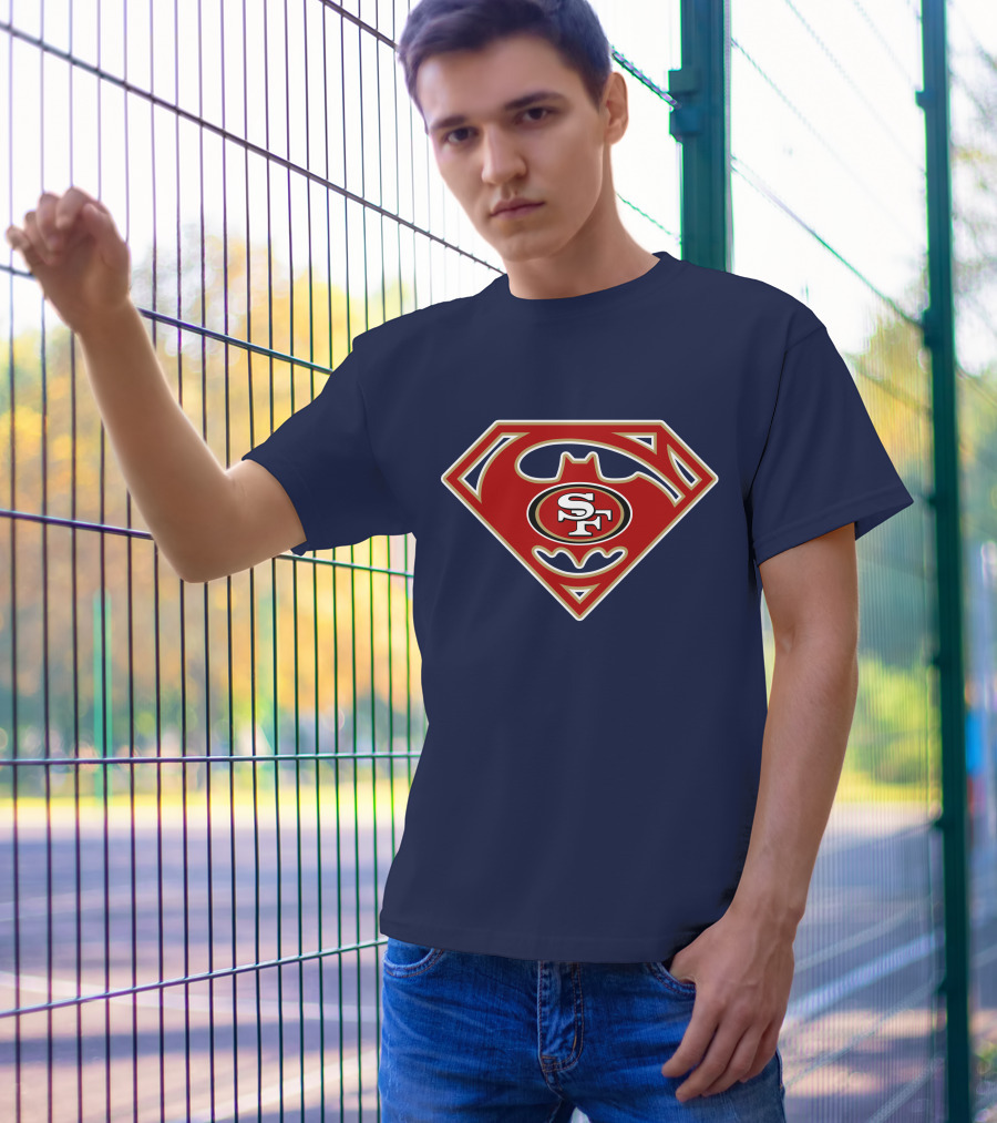 San Francisco 49ers Batman Superman Logo Mix T-Shirt