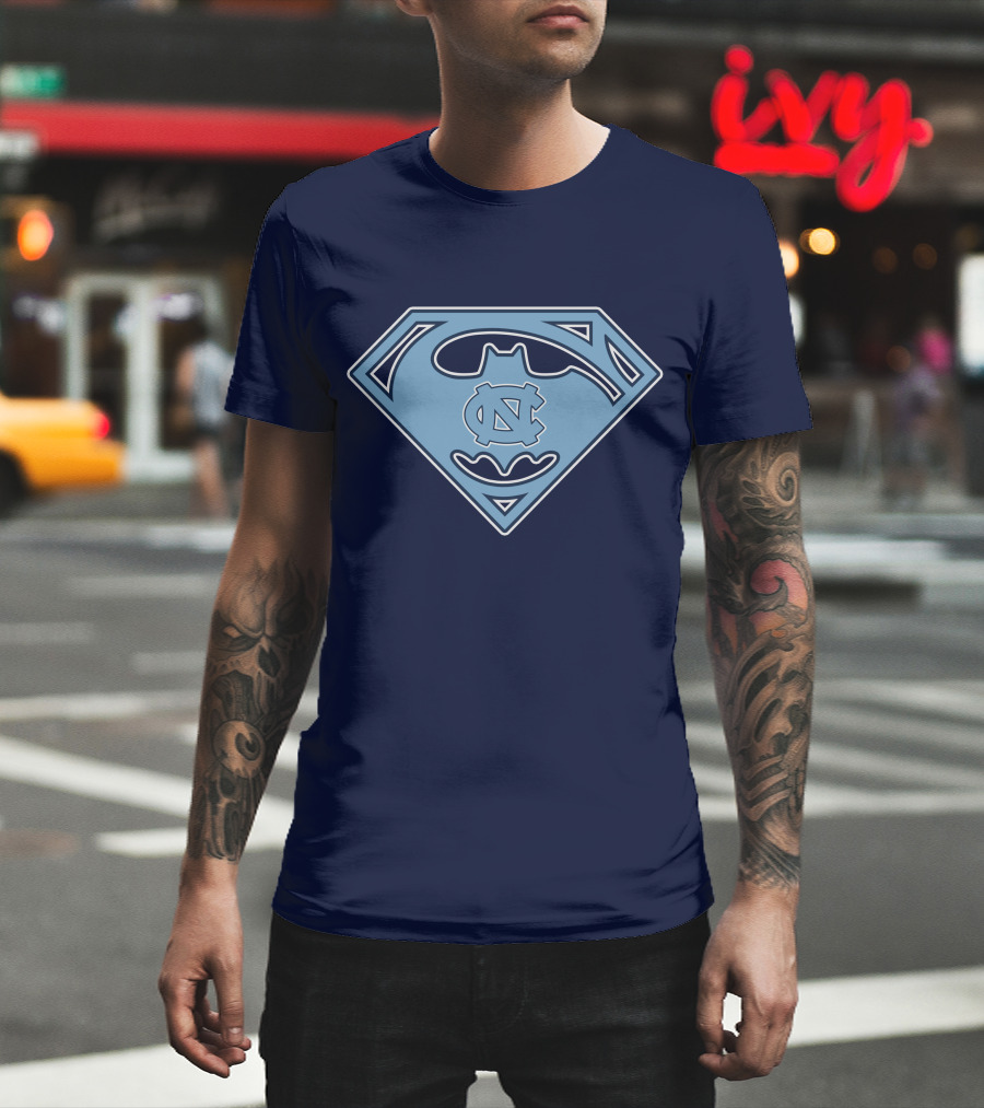 North Carolina Tar Heels Superman Batman Logo Mashup T-Shirt