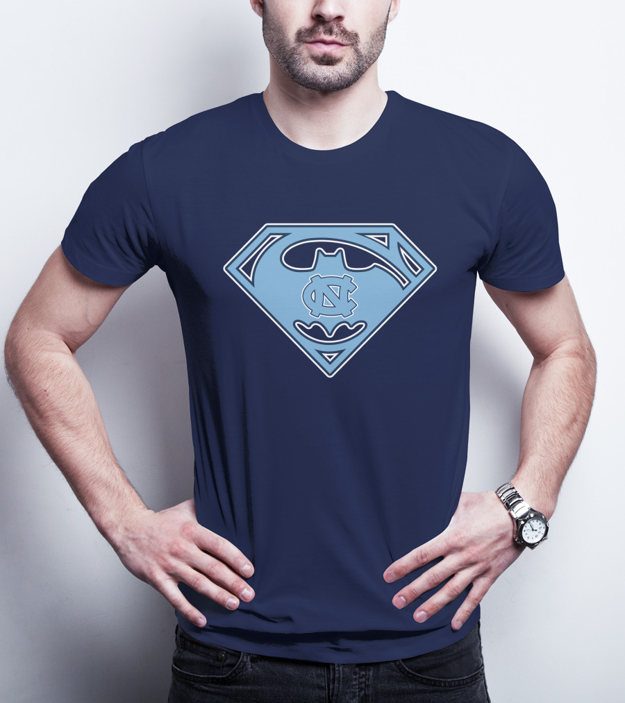 North Carolina Tar Heels Superman Batman Logo Mashup T-Shirt