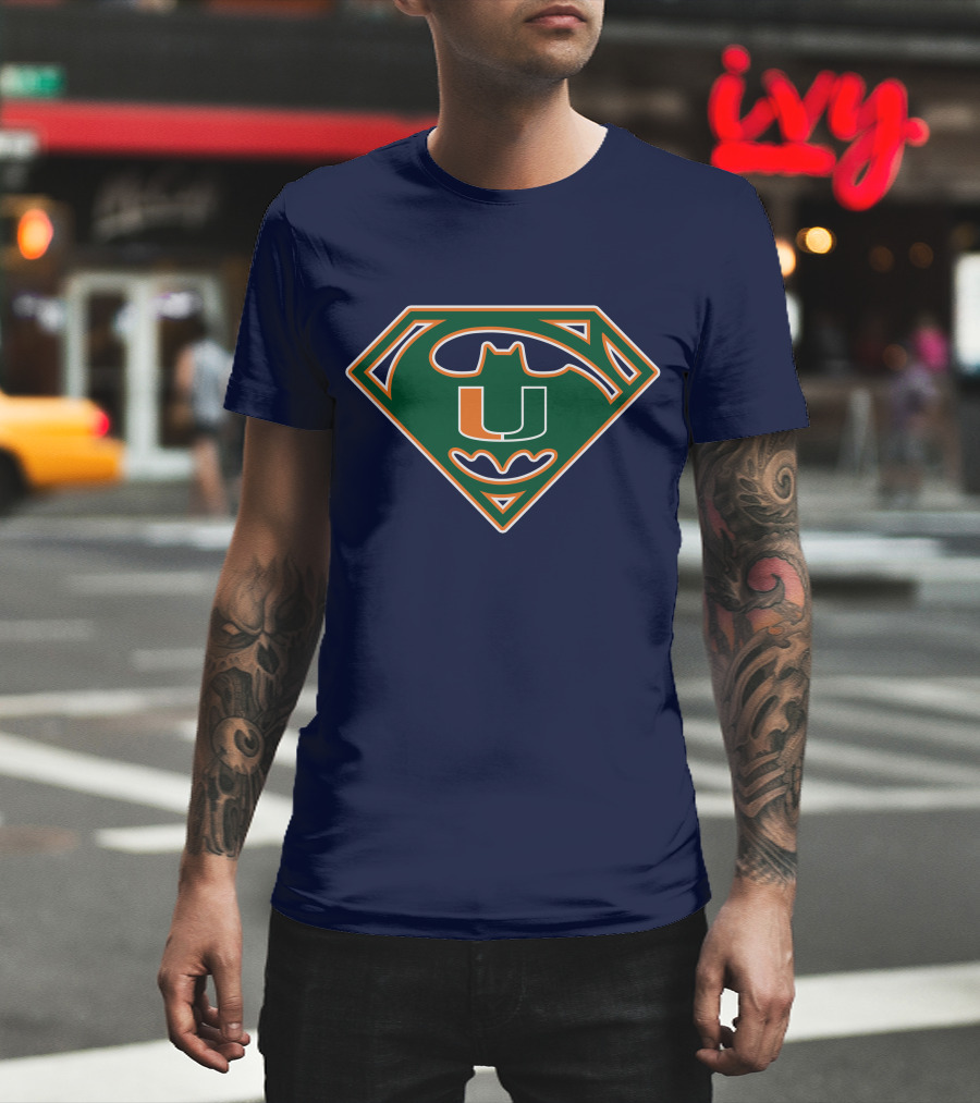Miami Hurricanes U Logo Bat Signal Hero T-Shirt