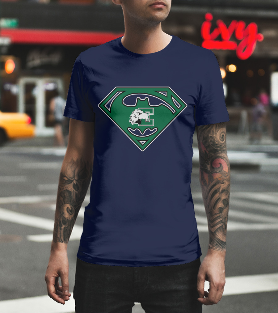 Batman Superman Logo Fusion Eastern Michigan Eagles T-Shirt