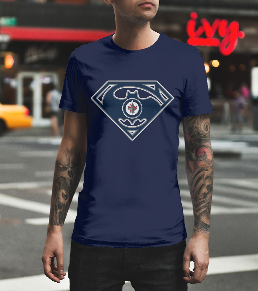 Winnipeg Jets Superman Batman Logo Combo T-Shirt