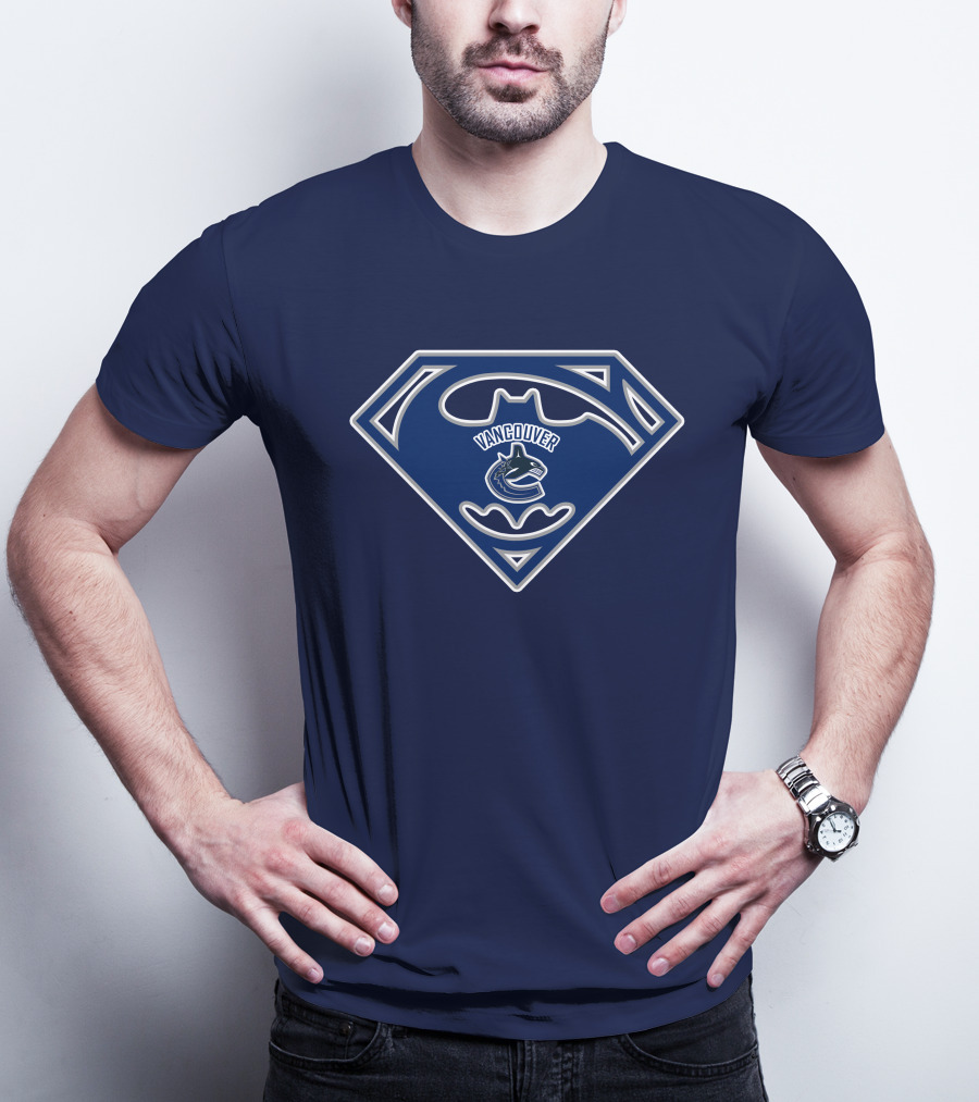 Vancouver Canucks Batman Superman Logo Fusion T-Shirt
