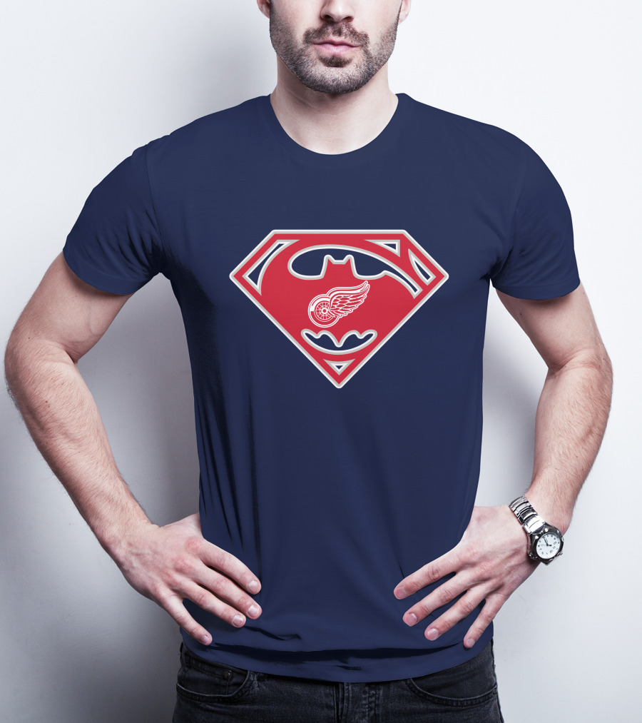 Detroit Red Wings Superman Batman Logo Mashup T-Shirt