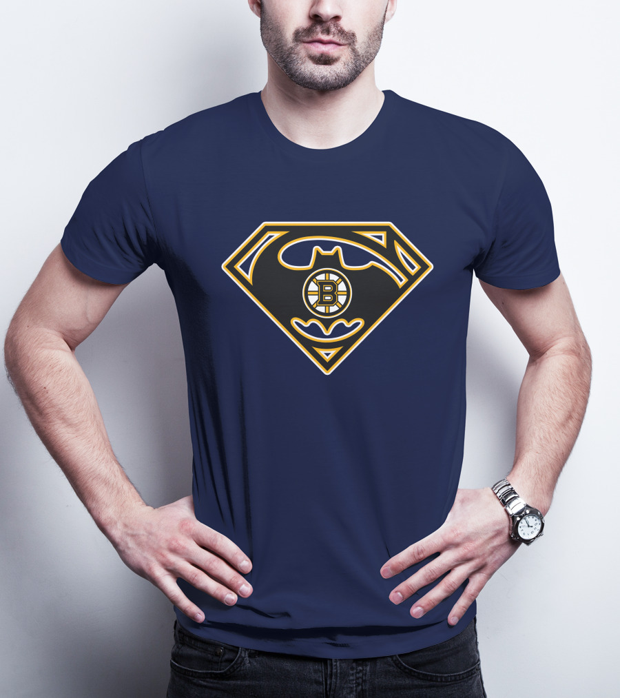 Boston Bruins Batman Superman Logo Fusion 157 T-Shirt