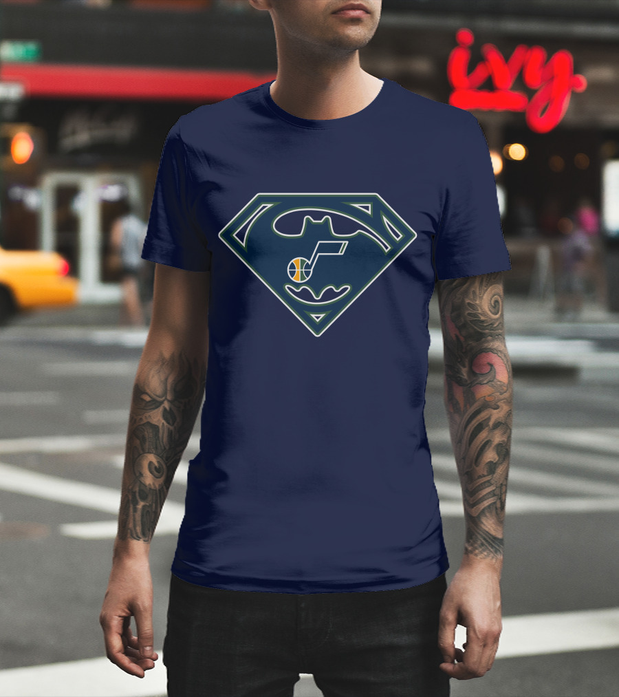 Utah Jazz Superhero Logo Combination 162 T-Shirt
