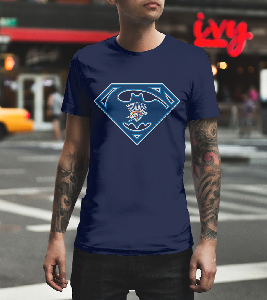 Thunder Okc Batman Superman Logo Mashup T-Shirt