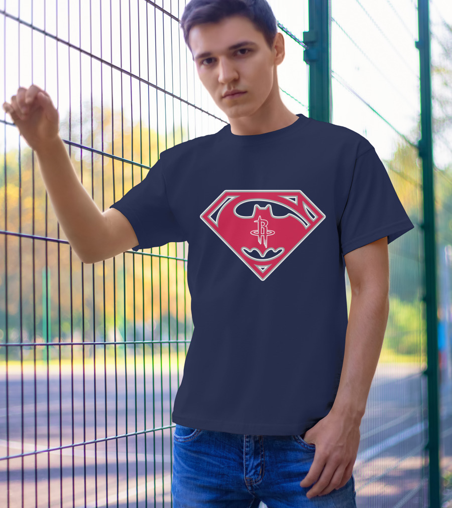Houston Rockets Batman Superman Logo Mashup T-Shirt