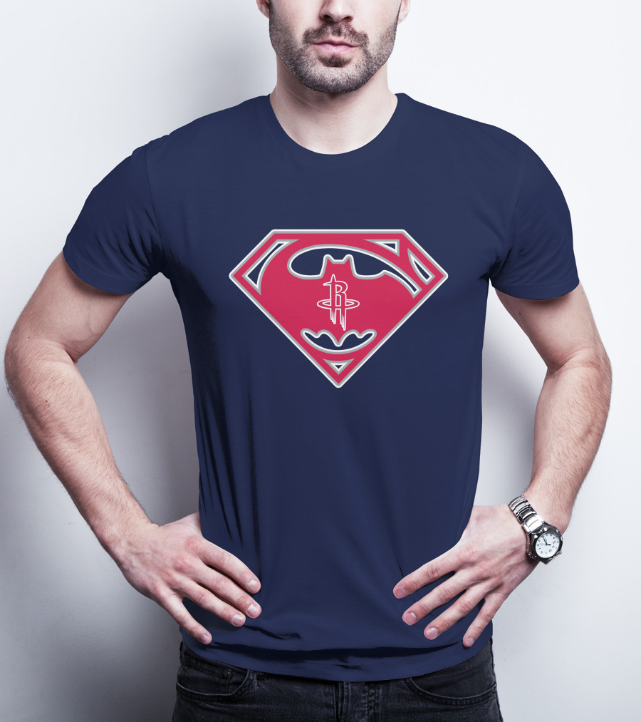 Houston Rockets Batman Superman Logo Mashup T-Shirt