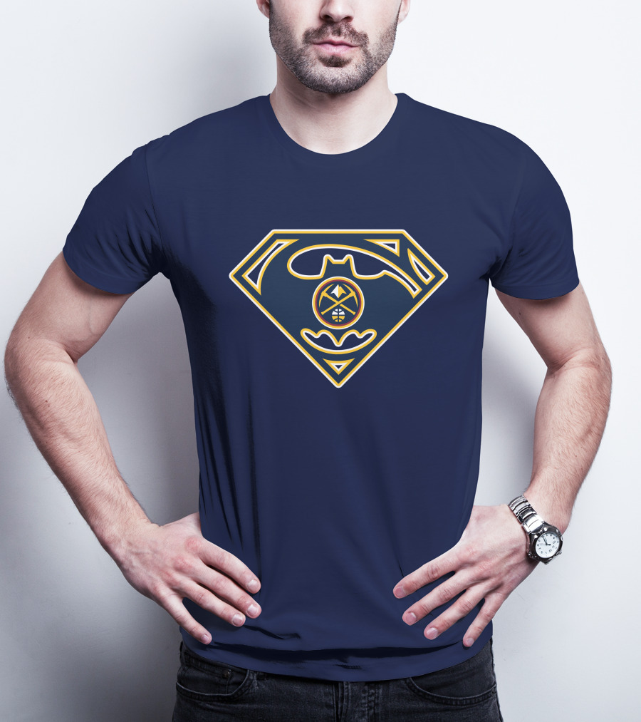 Denver Nuggets 183 Batman Superman Logo Fusion T-Shirt