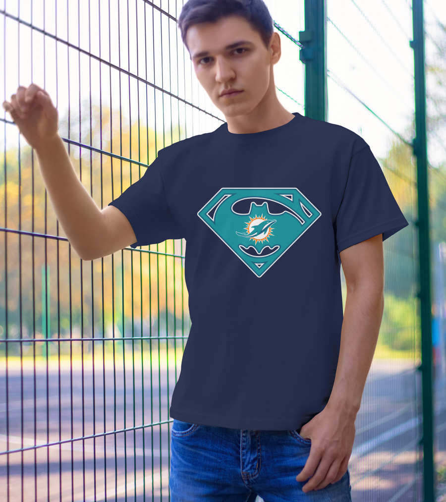 Miami Dolphins Superman Batman Logo Mashup T-Shirt