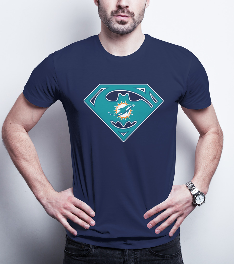 Miami Dolphins Superman Batman Logo Mashup T-Shirt