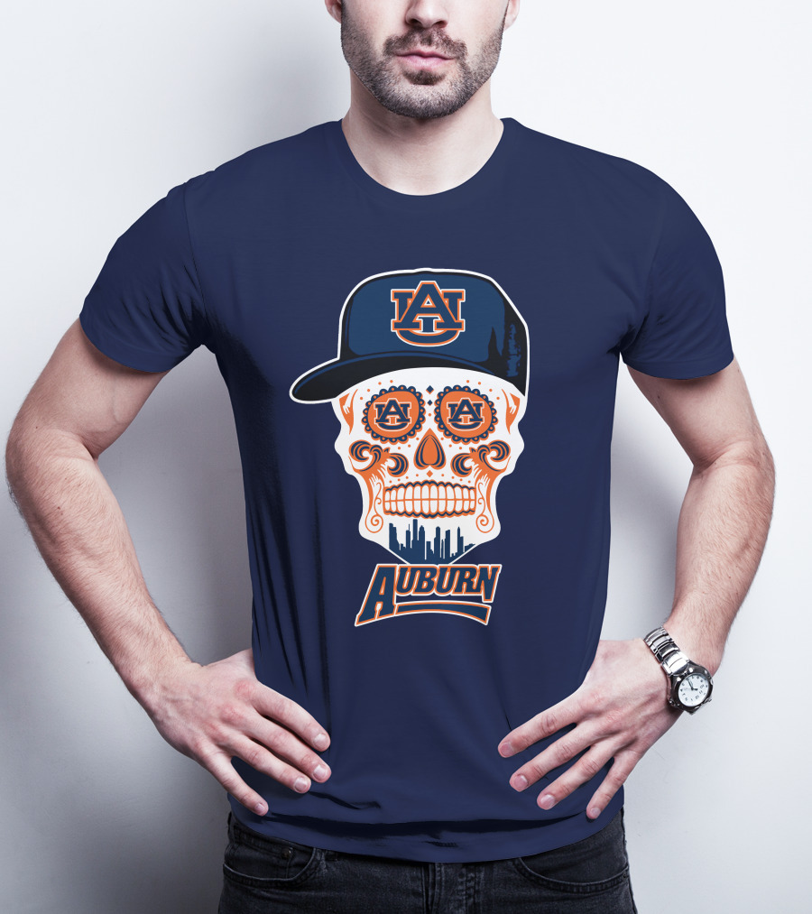 Auburn Tigers Skull With Au Logo And Cap T-Shirt