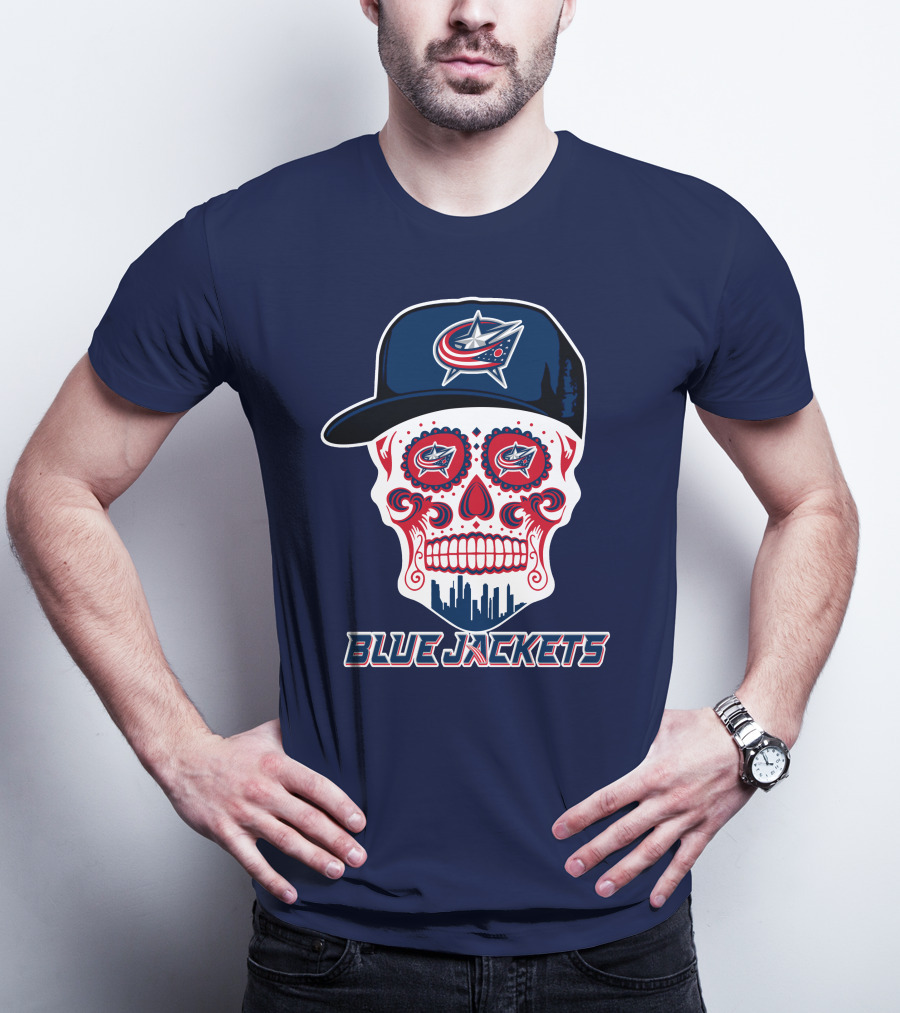 Columbus Blue Jackets Skull Hat Logo Blue Jackets T-Shirt