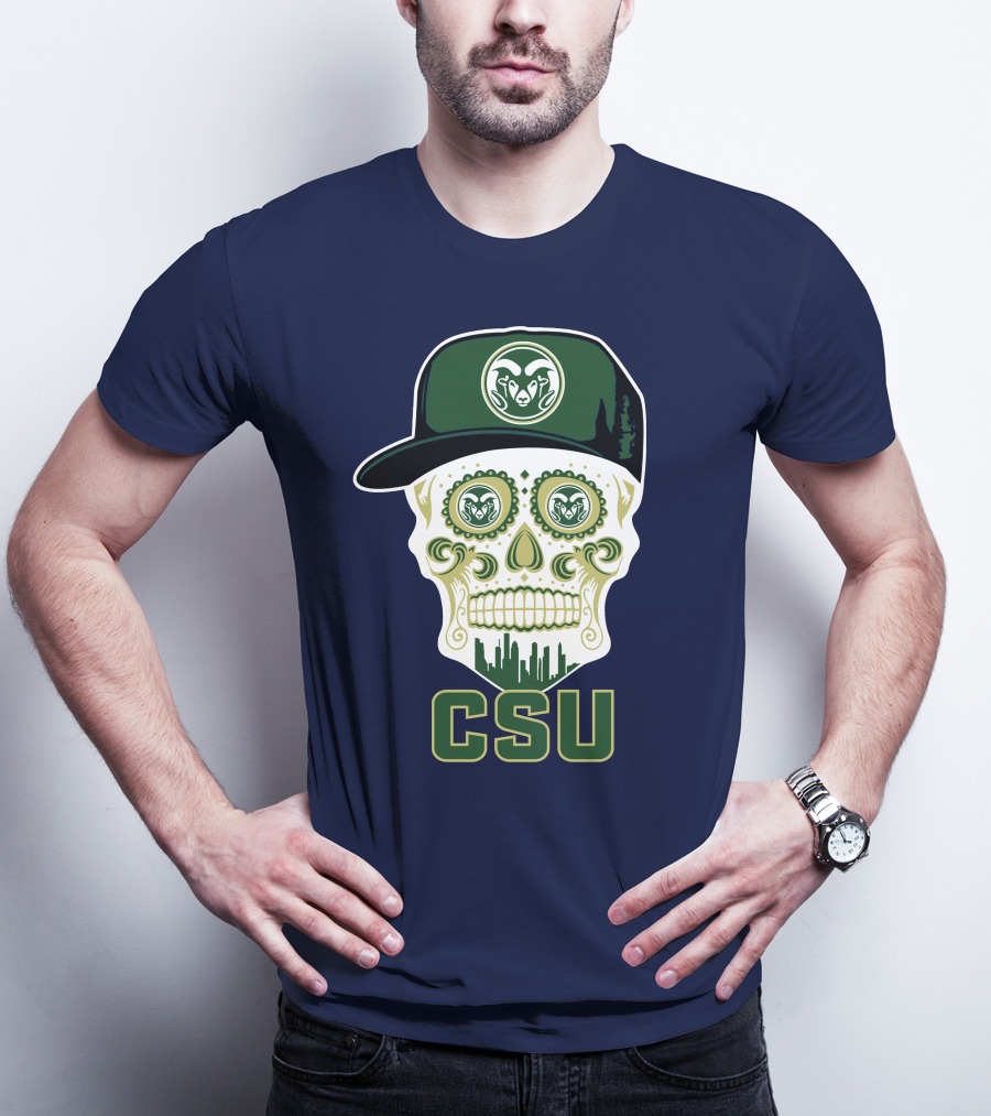 Csu Rams Sugar Skull With Cap T-Shirt