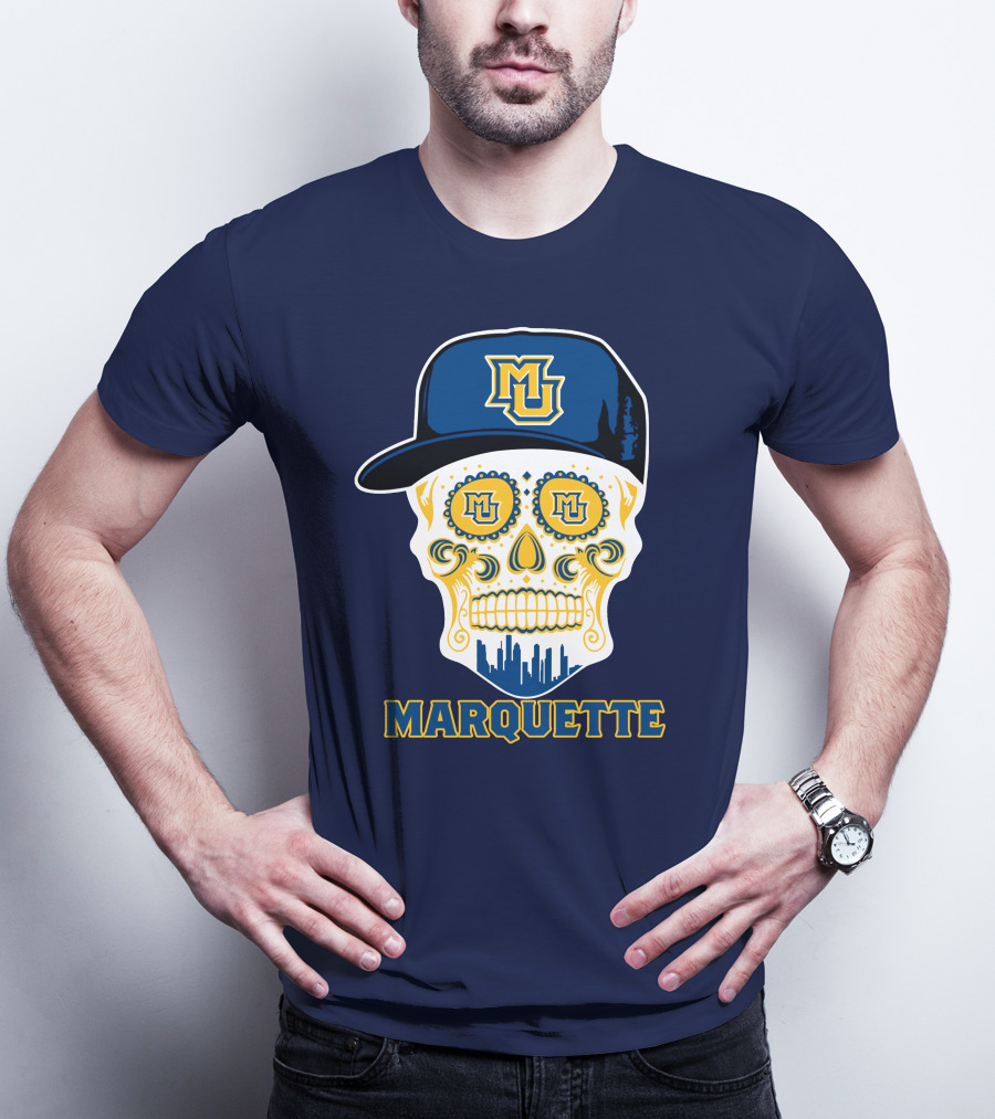Marquette Golden Eagles Sugar Skull Mu Cap T-Shirt