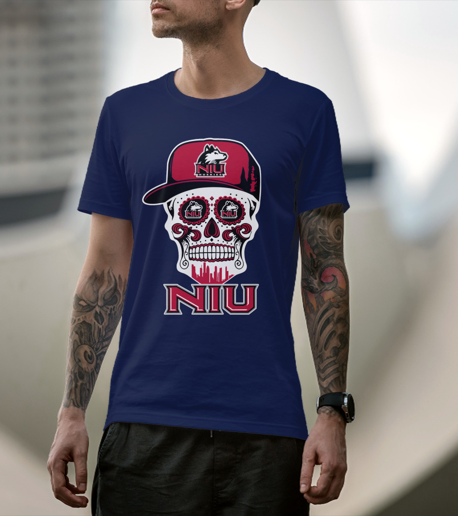 Niu Huskies Sugar Skull T-Shirt