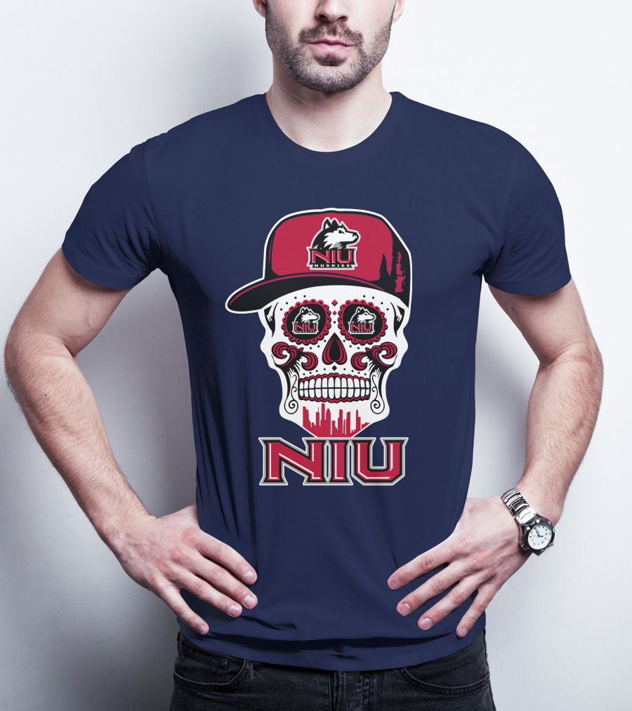 Niu Huskies Sugar Skull T-Shirt