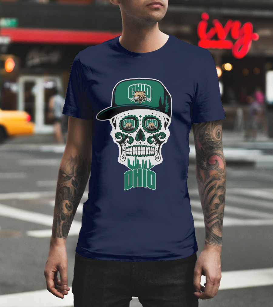 Ohio Bobcats Sugar Skull Urban Cap T-Shirt