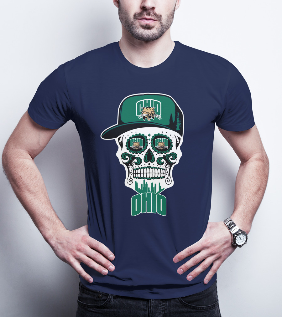 Ohio Bobcats Sugar Skull Urban Cap T-Shirt
