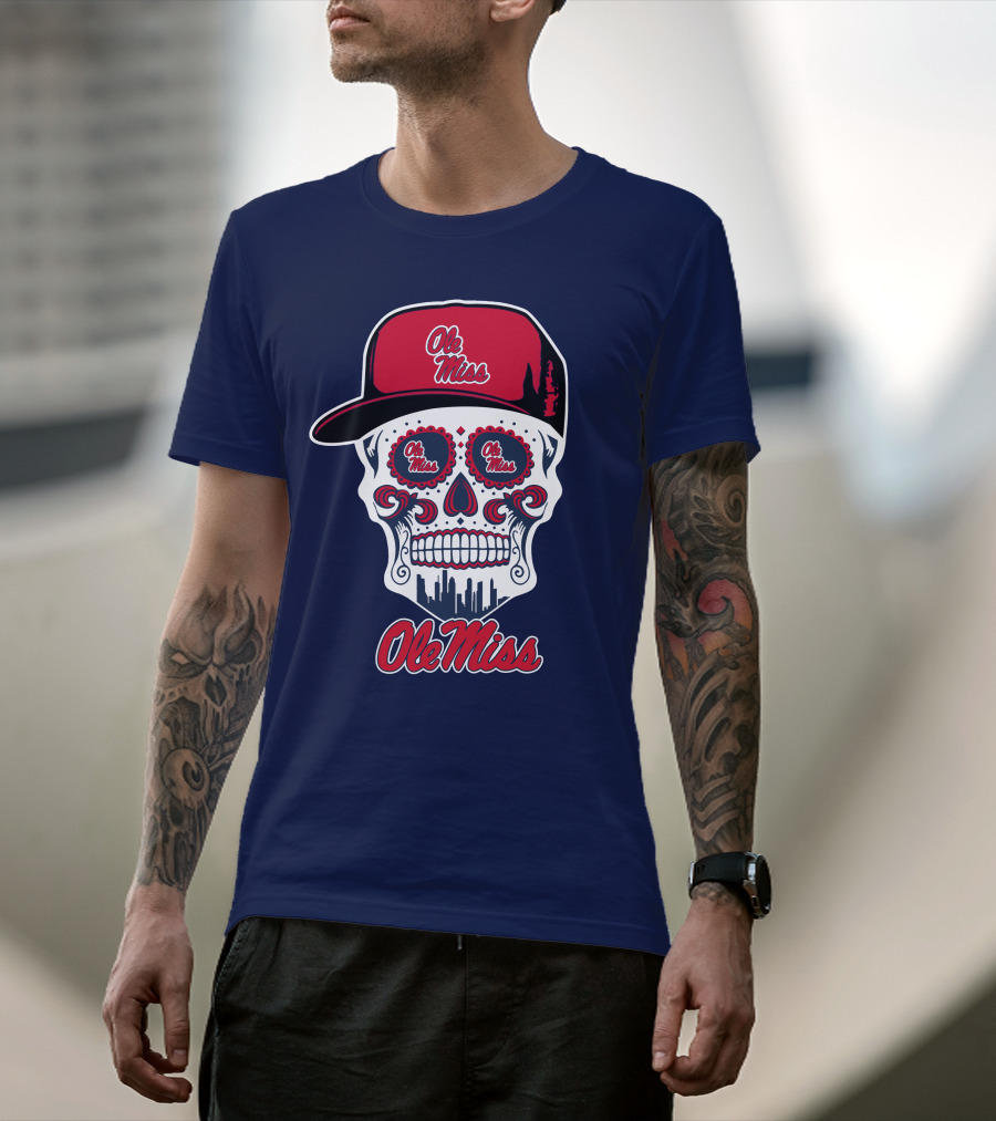 Ole Miss Sugar Skull Cap T-Shirt