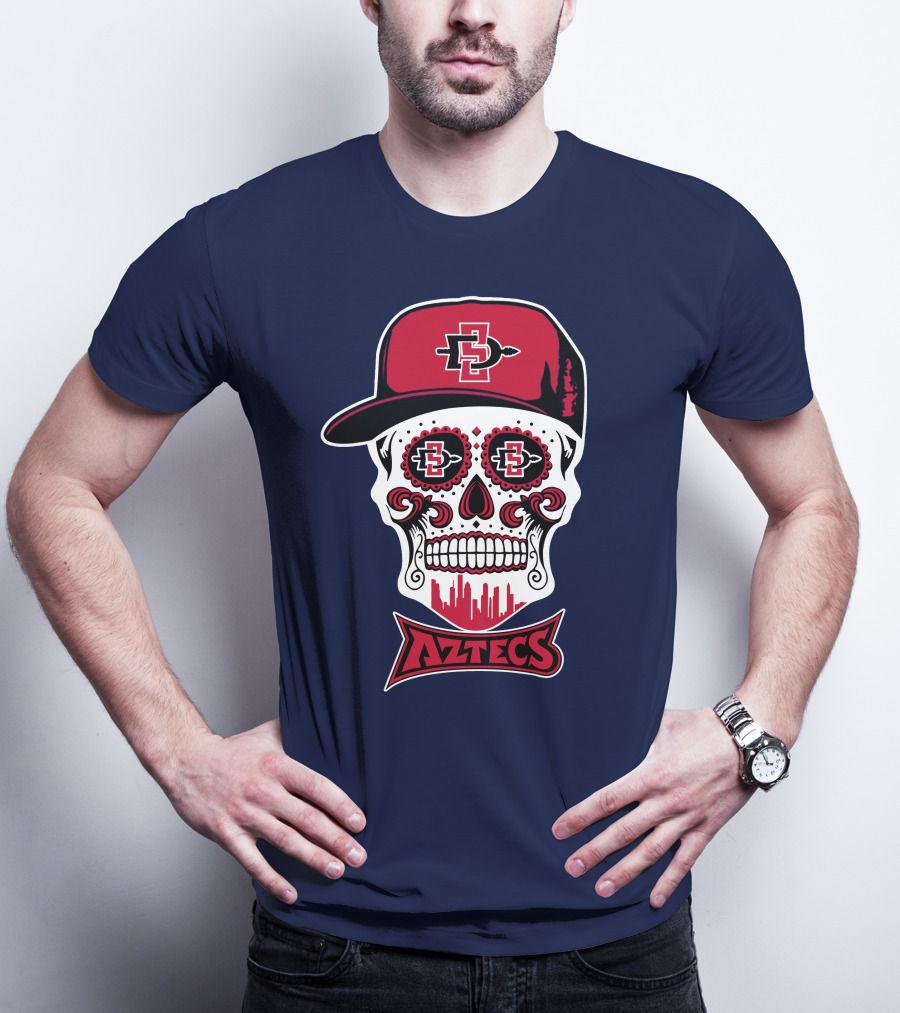 San Diego State Aztecs Skull Cap Icon With Sd Skyline T-Shirt