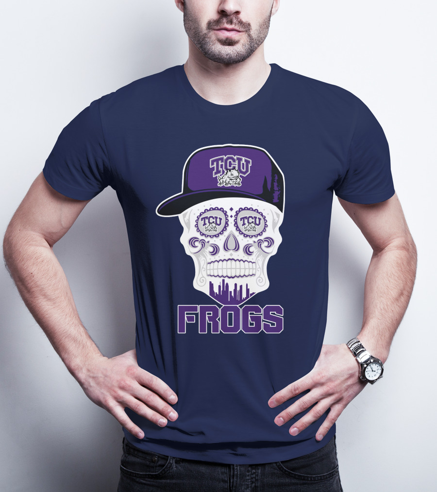 Tcu Horned Frogs Skull Logo With Cap T-Shirt