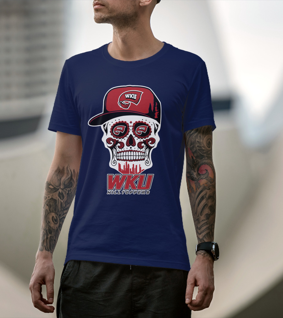 Wku Hilltoppers Sugar Skull With Hat T-Shirt