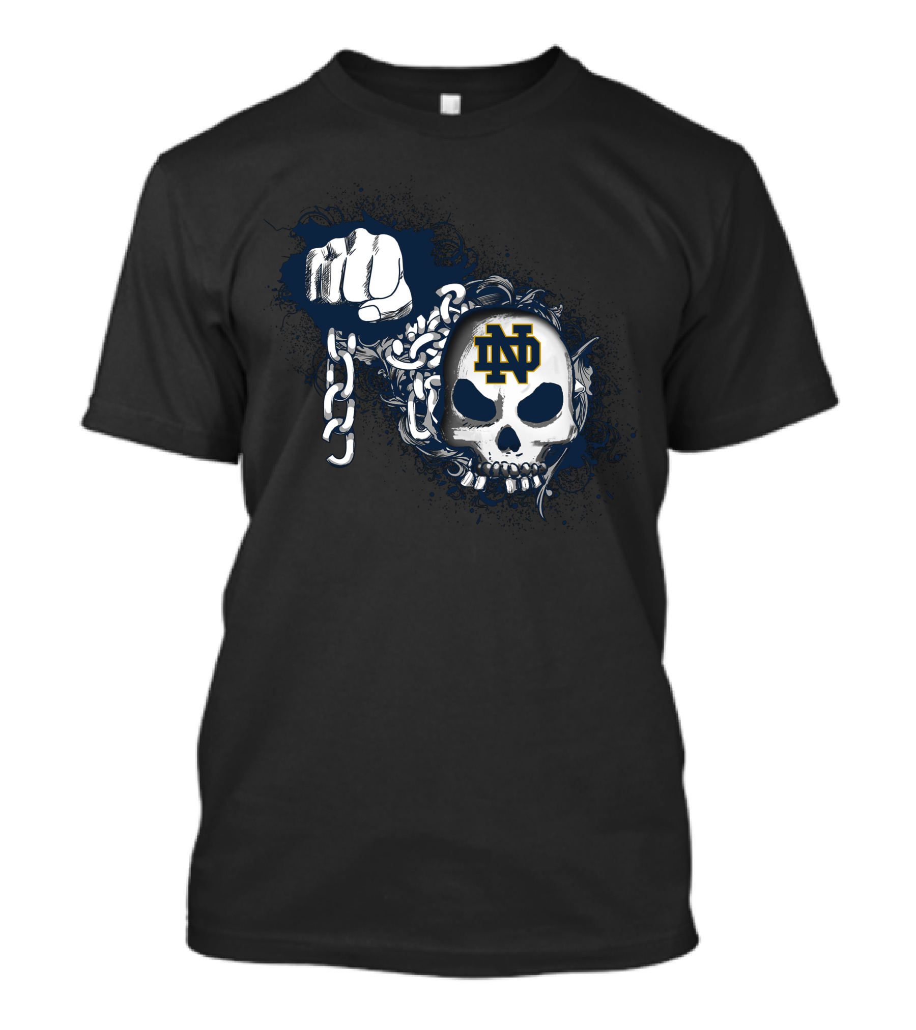 Notre Dame Fighting Irish Skull With Chains And Fist T-Shirt