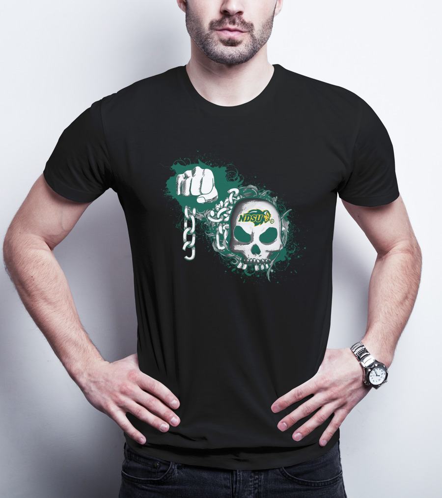 Ndsu Bison Skull With Fist And Chain T-Shirt