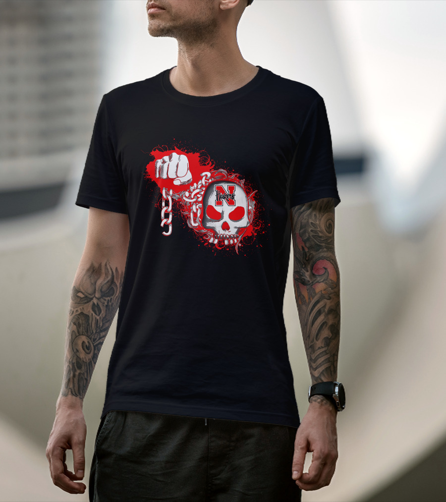 Nebraska Cornhuskers Skull With Chains And Fist T-Shirt
