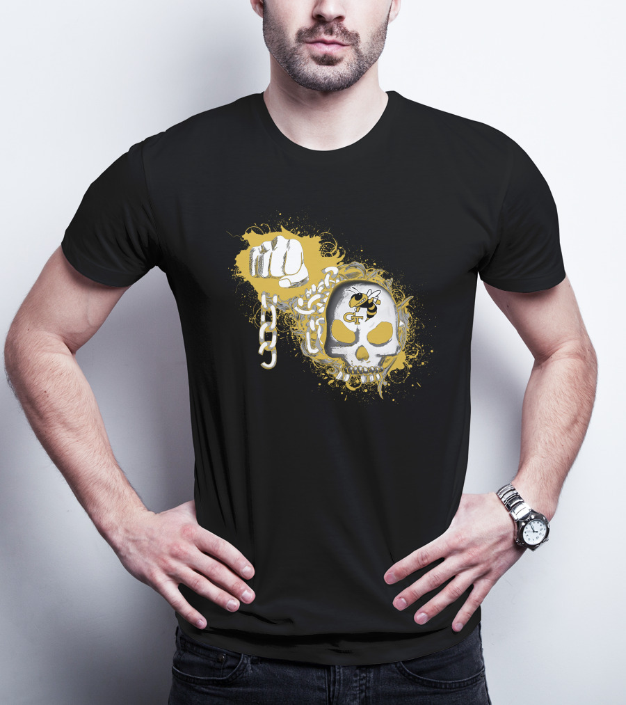 Georgia Tech Yellow Jackets Skull And Fist T-Shirt