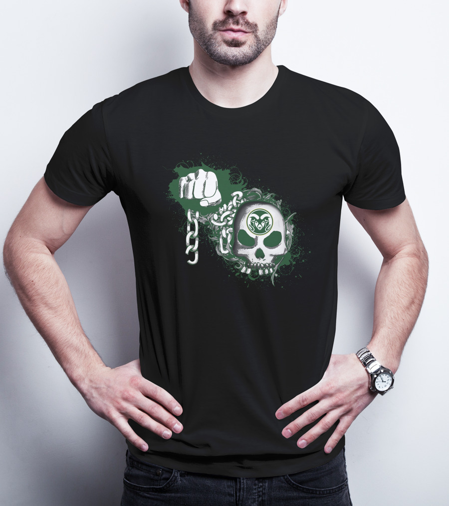 Colorado State Rams Skull Fist And Chains T-Shirt