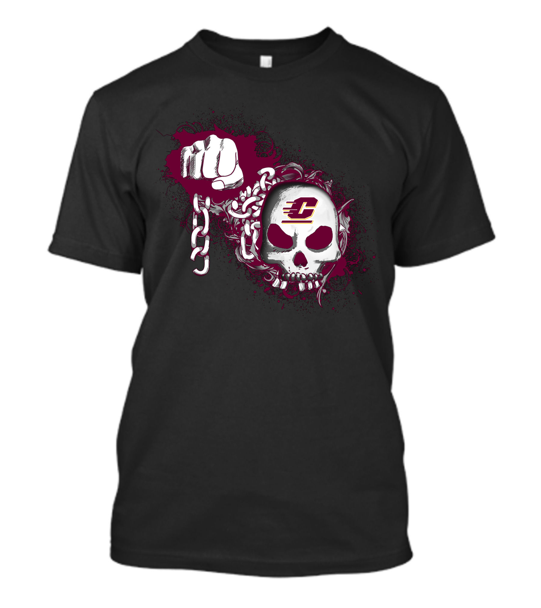 Central Michigan Chippewas Skull And Chain T-Shirt