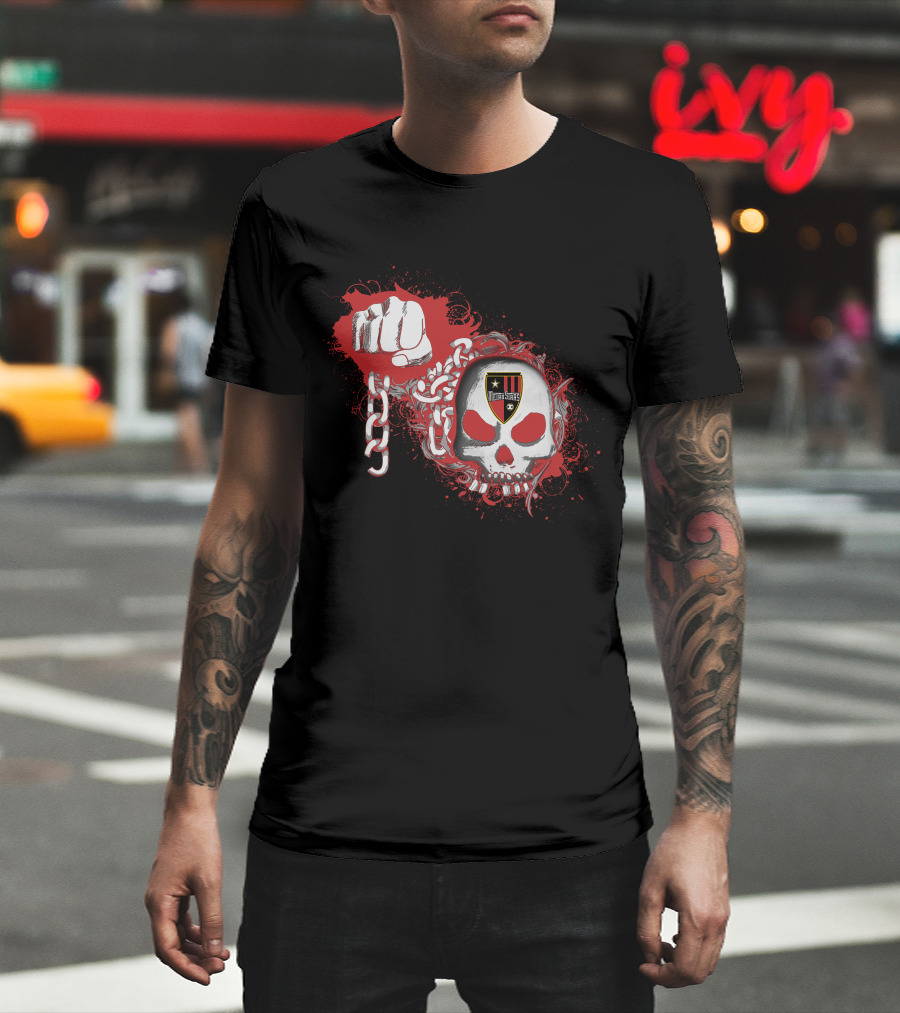 Metrostars Skull And Fist Logo With Chains And Red T-Shirt
