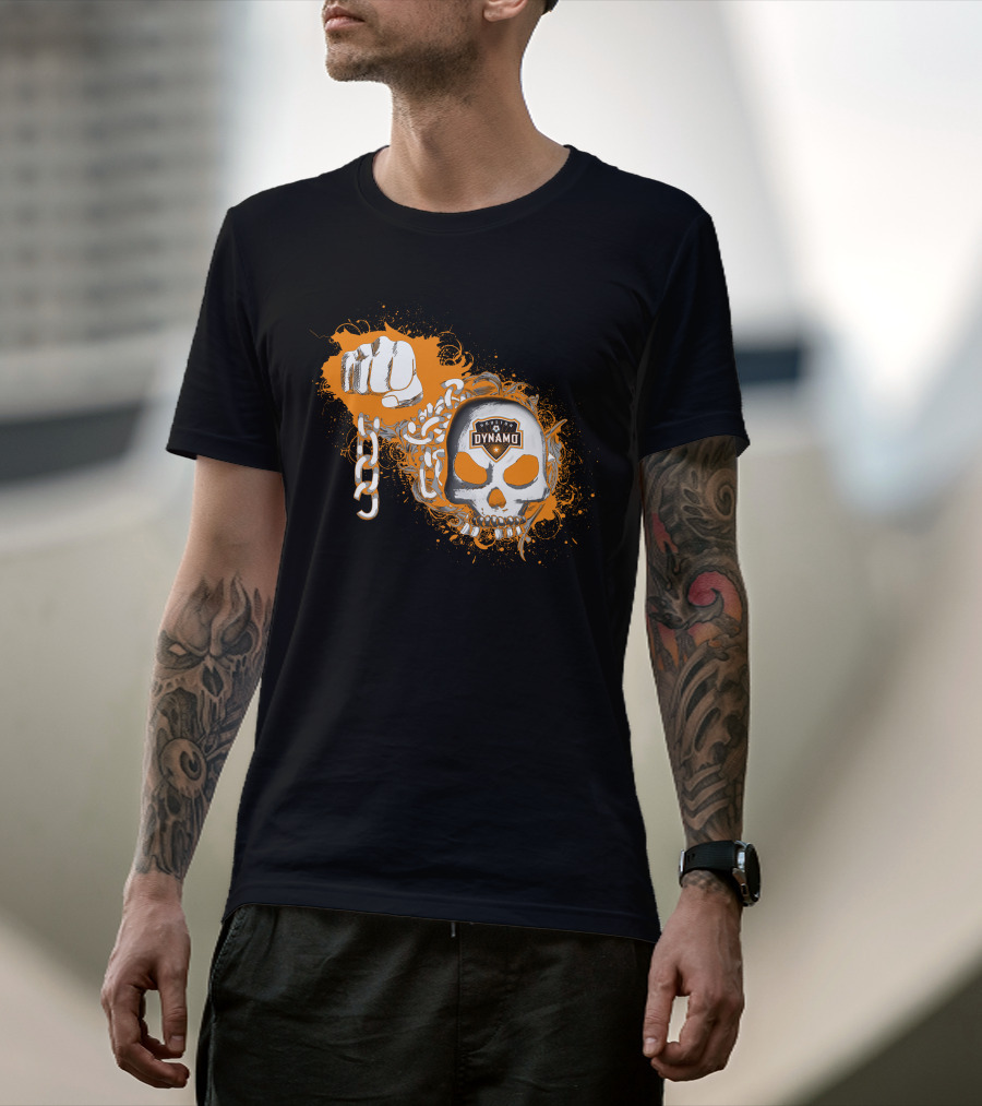 Houston Dynamo Skull And Chain Fist T-Shirt