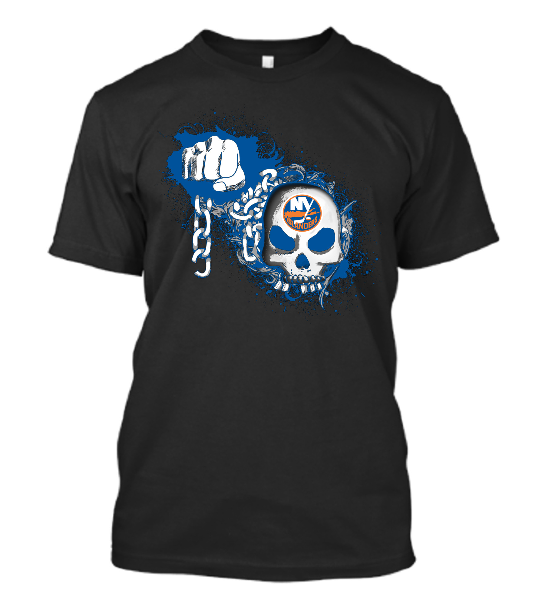 New York Islanders Skull Chain Fist T-Shirt