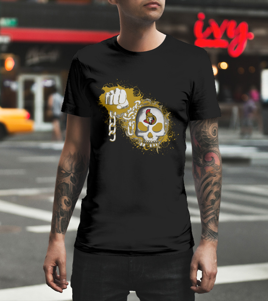 Ottawa Senators Skull And Chain Fist T-Shirt